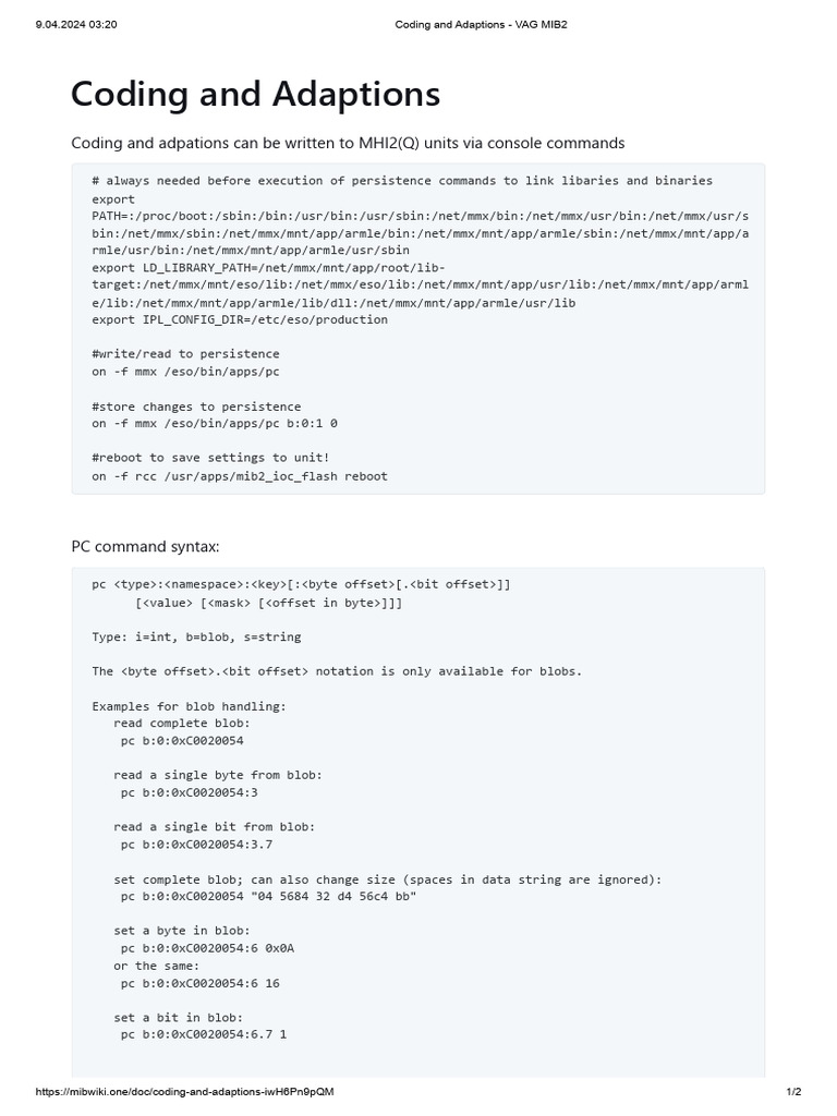 Coding and Adaptions - VAG MIB2 | PDF | Technology & Engineering