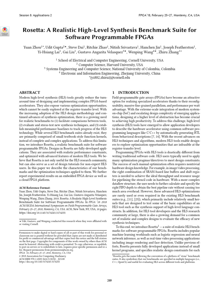 Rosetta - A Realistic High-Level Synthesis Benchmark Suite For Software ...
