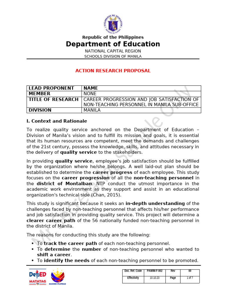 Action Plan or Action Research Proposal | PDF | Metro Manila | Business