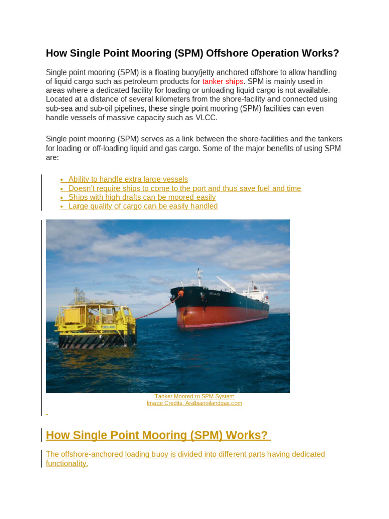Understanding Single Point Mooring Systems | PDF | Water Transport ...