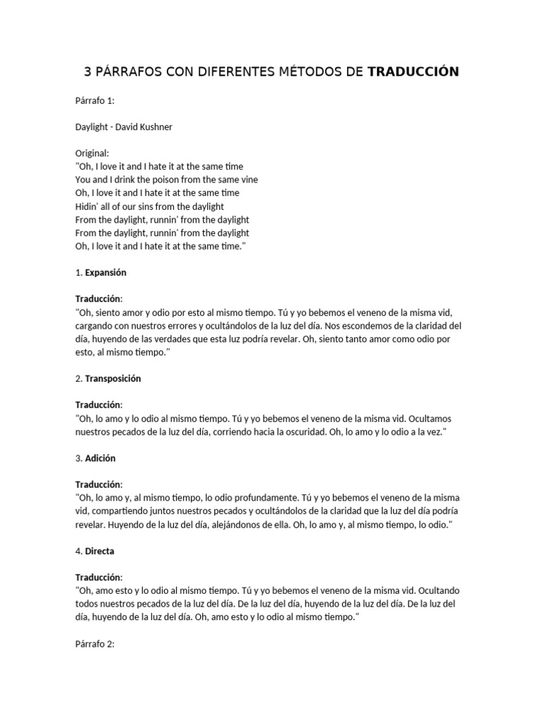 Métodos de Traducción de Canciones y Escenas | PDF
