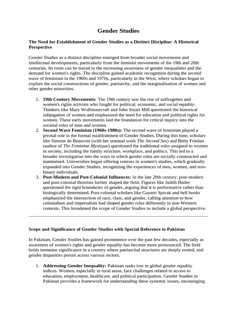 Gender Studies | PDF | Gender Studies | Gender