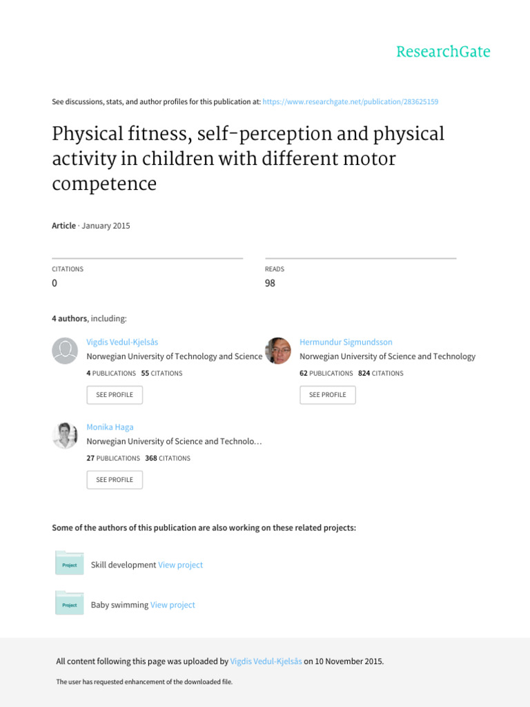 Physical Fitness, Self-Perception and Physicalactivity in Cnbildren ...