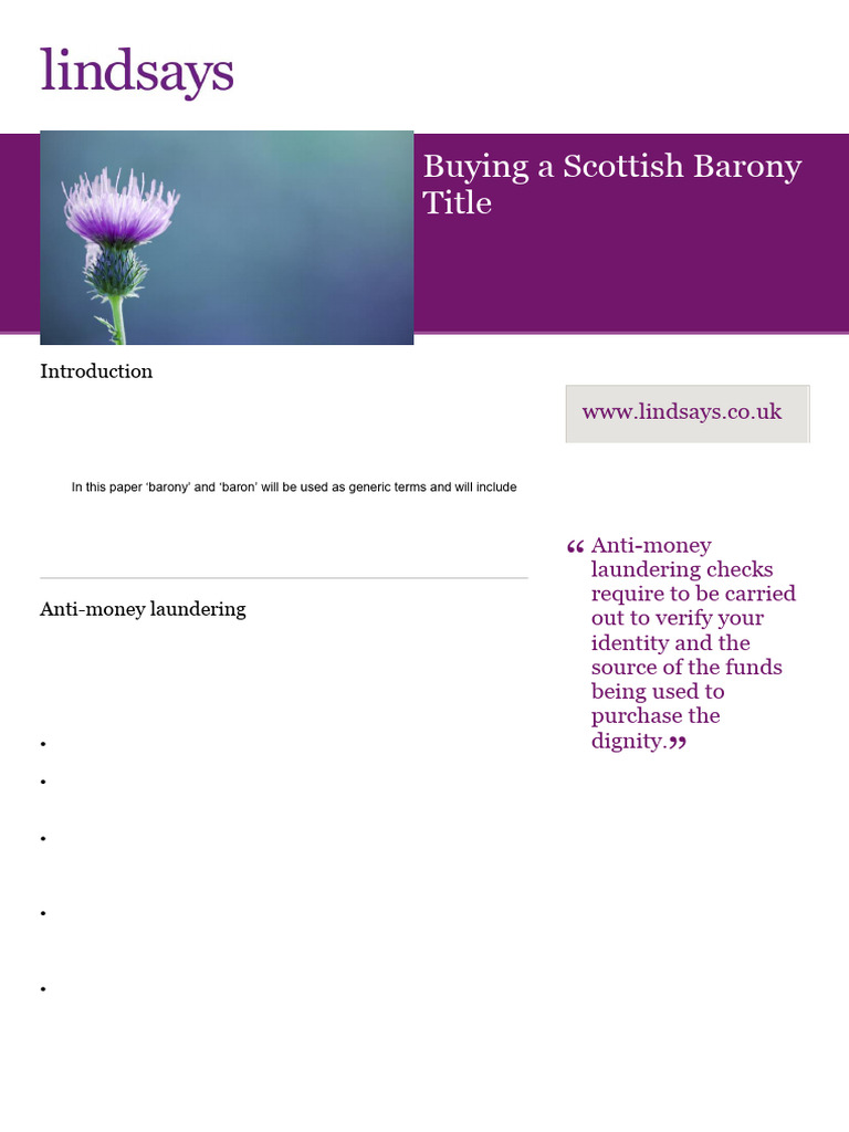 Purchasing a Scottish Barony Title | PDF | Private Law