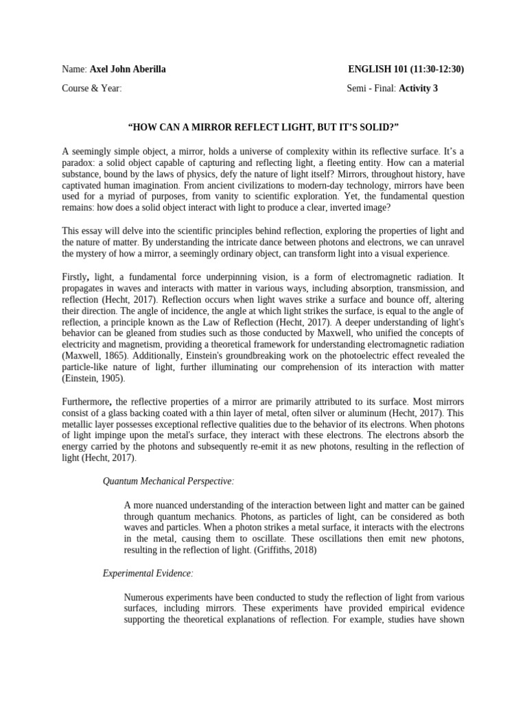 ESSAY | PDF | Photon | Reflection (Physics)