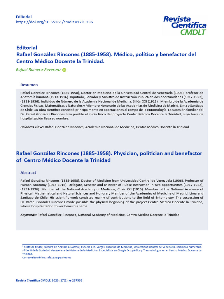 Rafael González Rincones: Médico y Político Venezolano | PDF | Venezuela