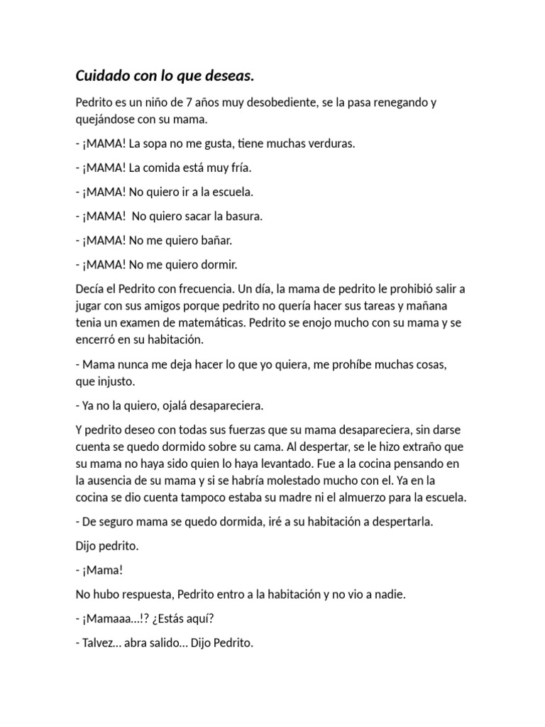 Cuidado Con Lo Que Deseas. | PDF