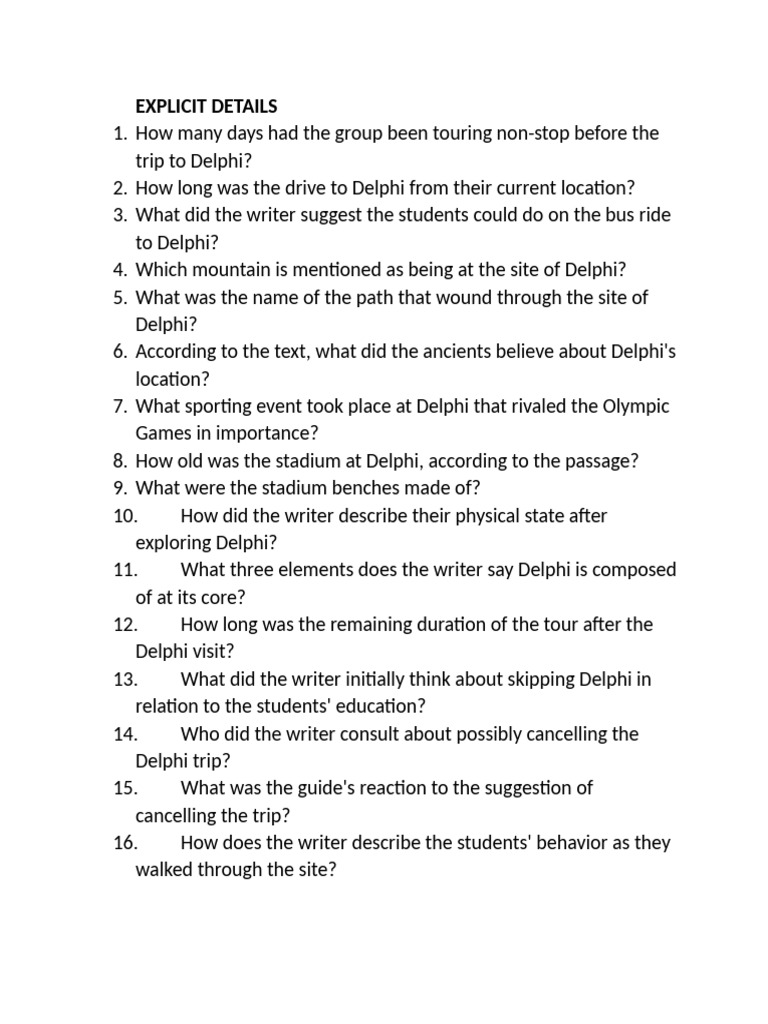 Explicit Details - Questions | PDF | Foreign Language Studies | Classics