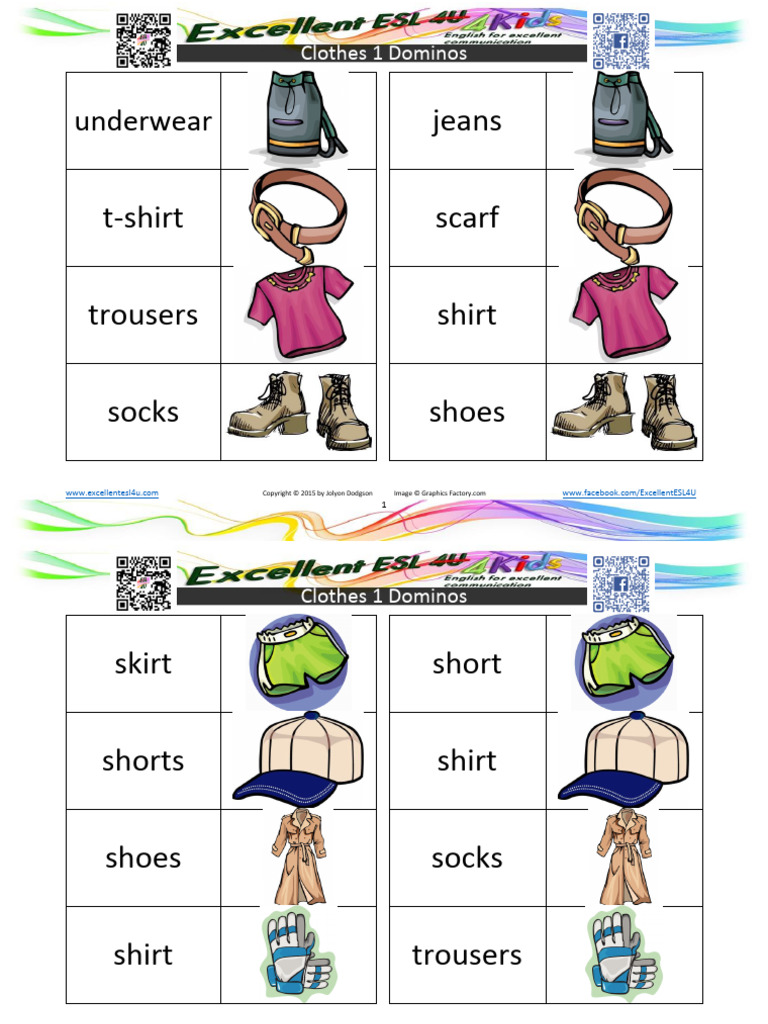 Clothes 1 Domino | PDF | Human Appearance | Softlines (Retail)