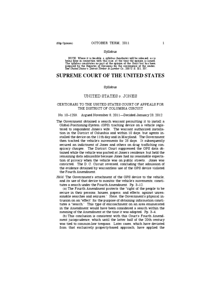 United States v. Jones | Fourth Amendment To The United States ...
