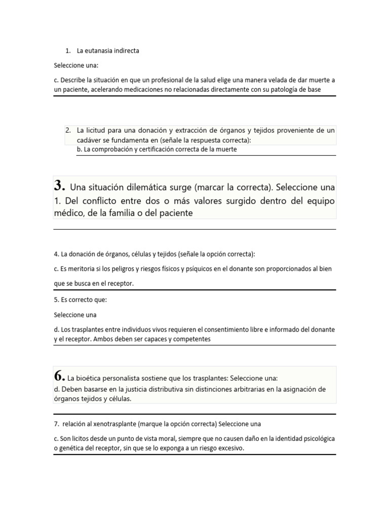 Examen Bioetica Modlo 2 | PDF