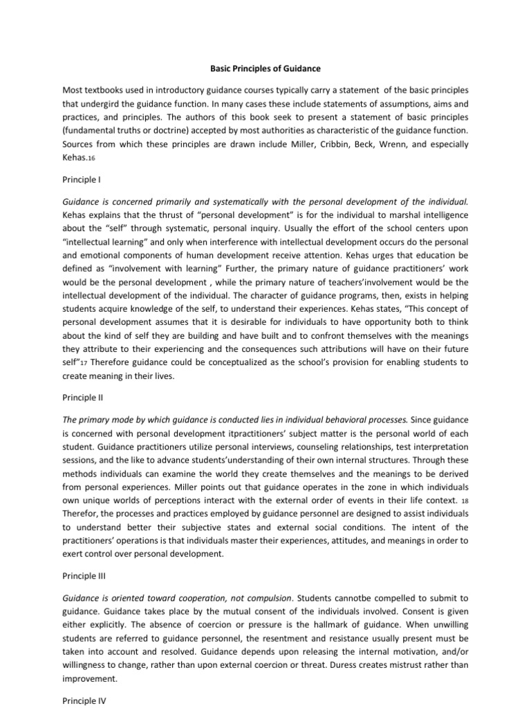 Basic Priciples of Guidance | PDF | School Counselor | Dignity