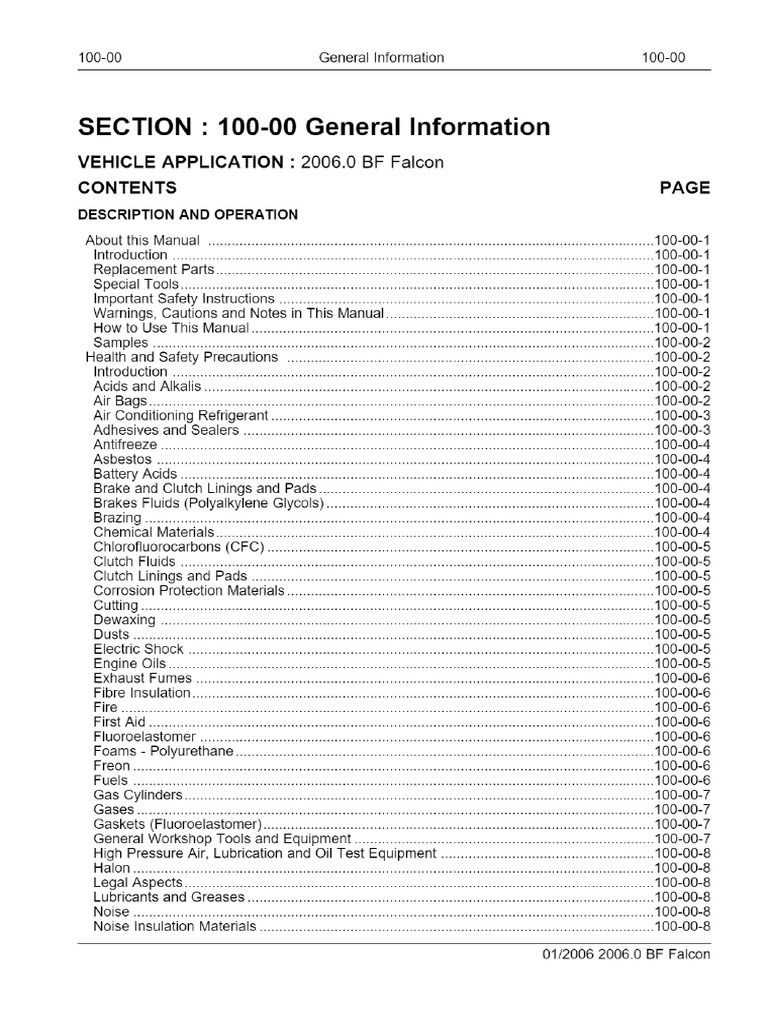 Falcon (BF) 2006-08 - General Information | PDF