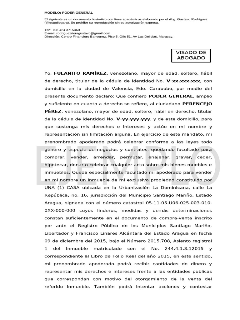 Modelo Poder General | PDF | Cheque | Pagaré