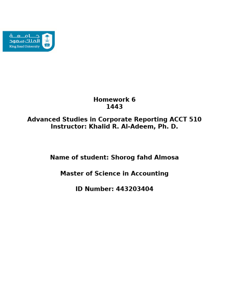 Homework 6 | PDF | Performance Indicator | Financial Accounting Standards Board