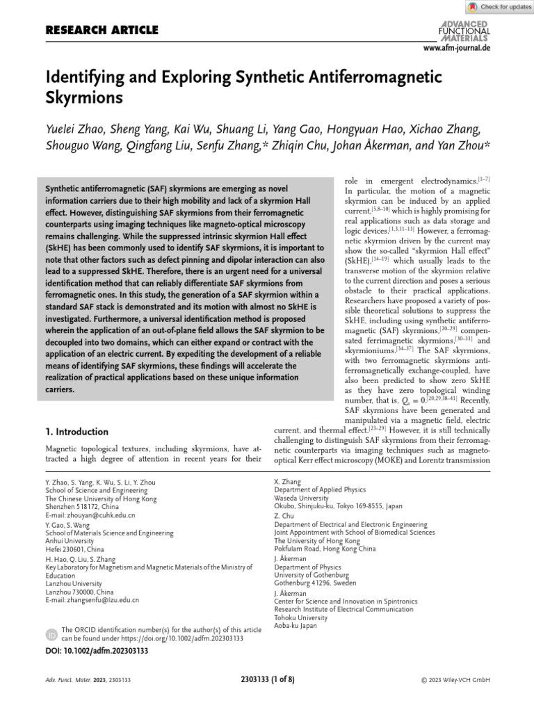 Adv Funct Materials - 2023 - Zhao - Identifying and Exploring Synthetic ...