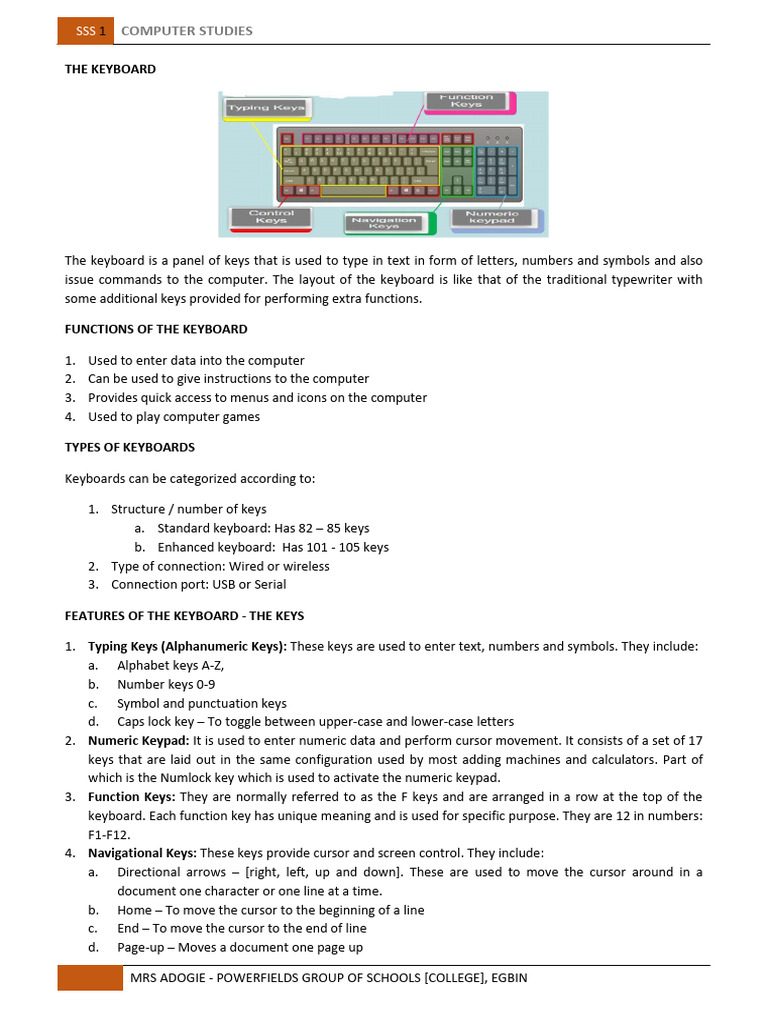 Input Devices - The Keyboard | PDF | Computer Keyboard | Keyboard Shortcut