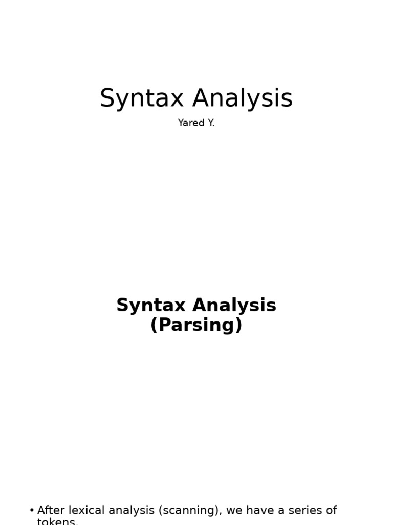 Day 5 - Syntax Analysis | PDF | Parsing | Syntax