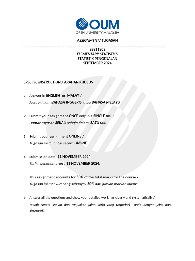 Assignment - Elementary Statistics | PDF