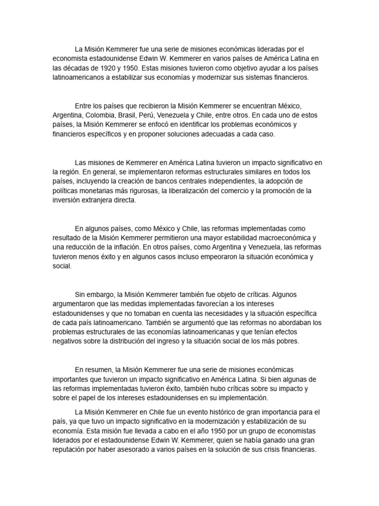 Misión Kemmerer en América Latina | PDF | Inflación | America latina
