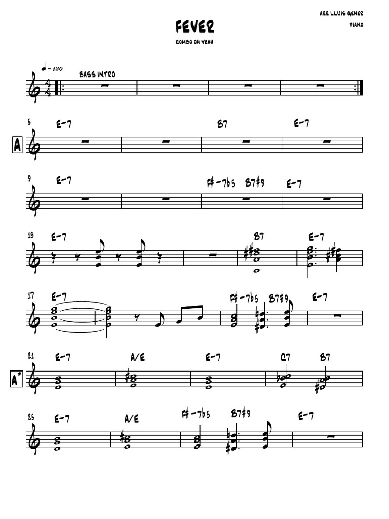 Fever Combo Sheet Piano | PDF