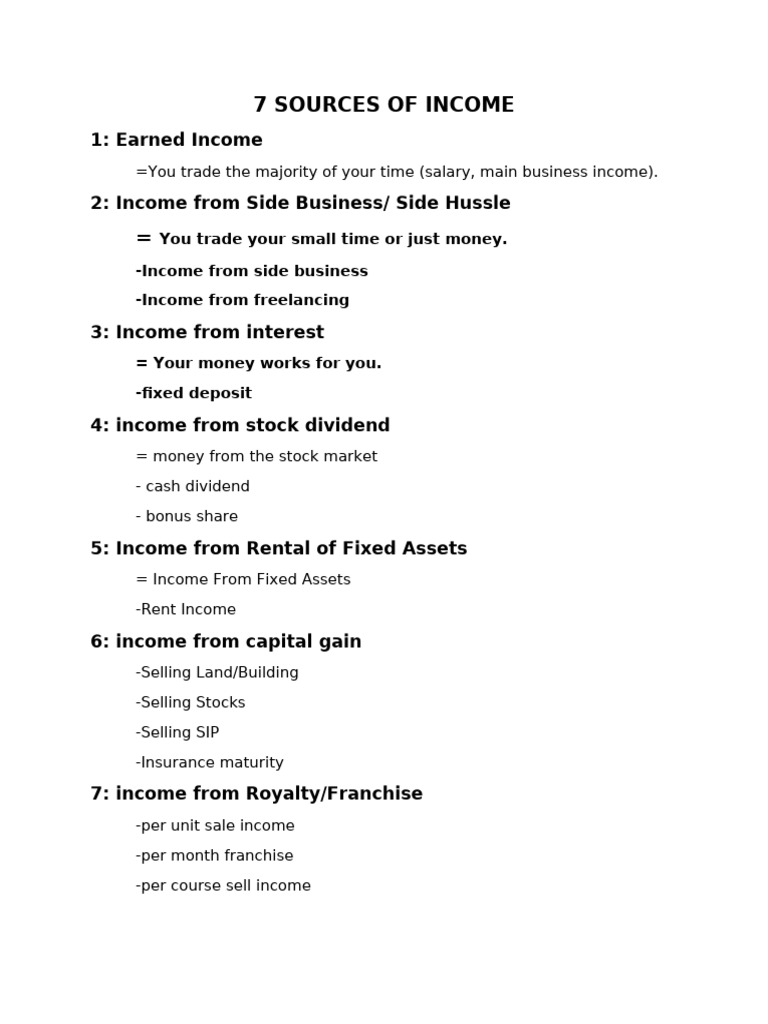 Seven Income Sources Explained | PDF | Business | Finance & Money ...