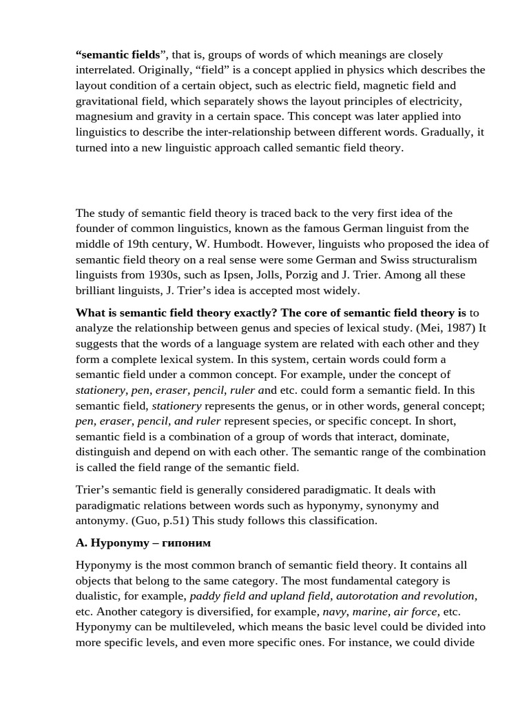 Semantic Fields | PDF | Concept | Semantics