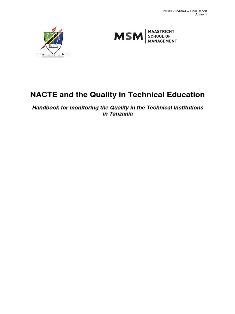 1 NACTE and The Quality in Technical Education | PDF | Vocational ...