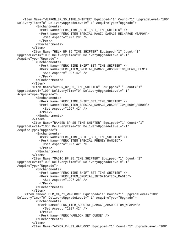 Time Shifter and Warlock Gear Details | PDF | Computers
