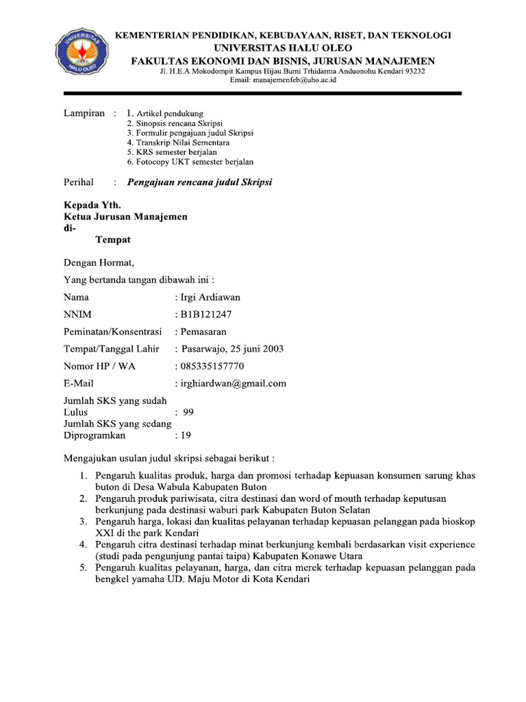 Revisi Pengajuan Judul Irgi | PDF