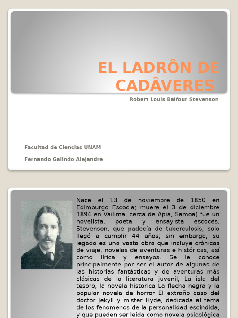 El Ladrôn de Cadâveres: Robert Louis Balfour Stevenson | PDF