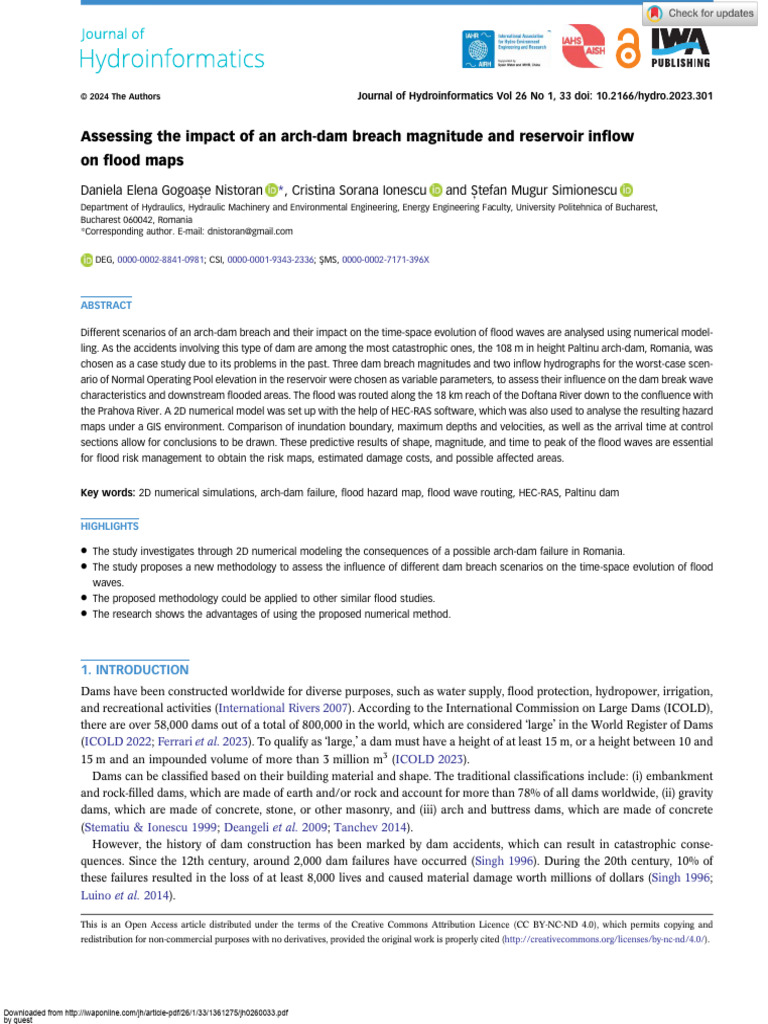 Articol Publicat JoH jh0260033 | PDF | Dam | Flood