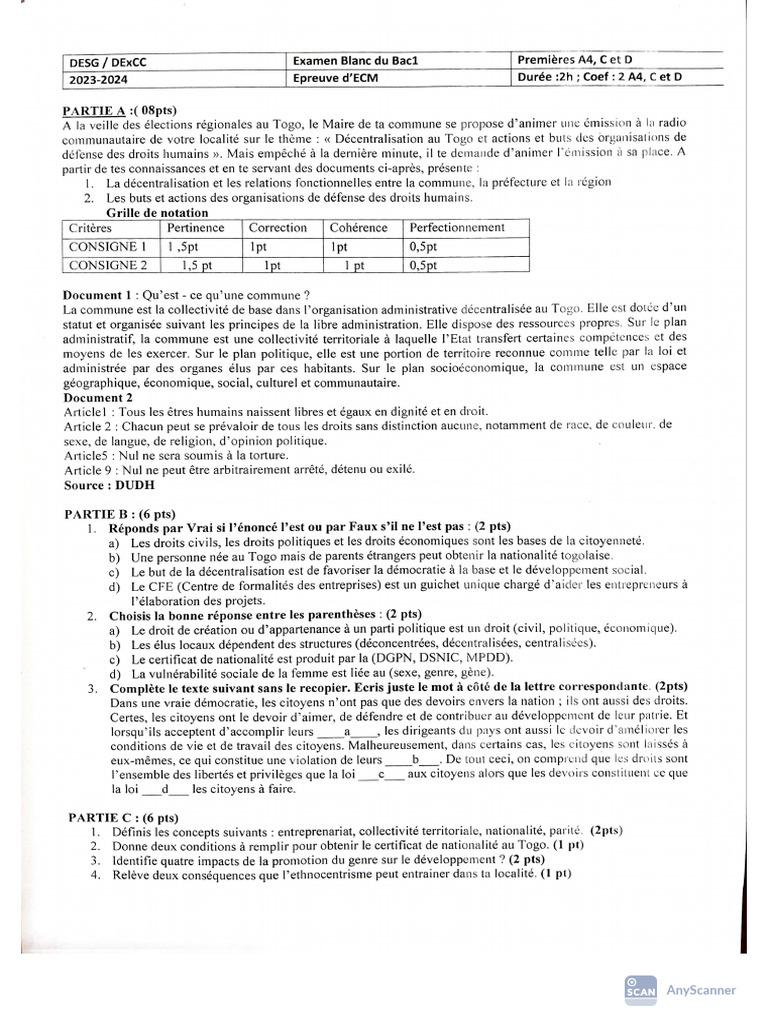 M.kato ECM Bac1 Blanc National | PDF
