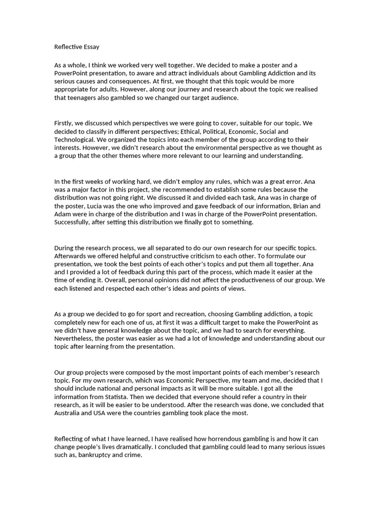 Reflective Essay (Recuperado Automáticamente) | PDF | Cognition