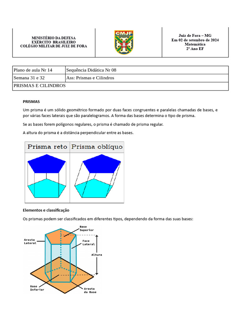 Prismas e Cilindros | PDF | Geometria | Geometria Clássica