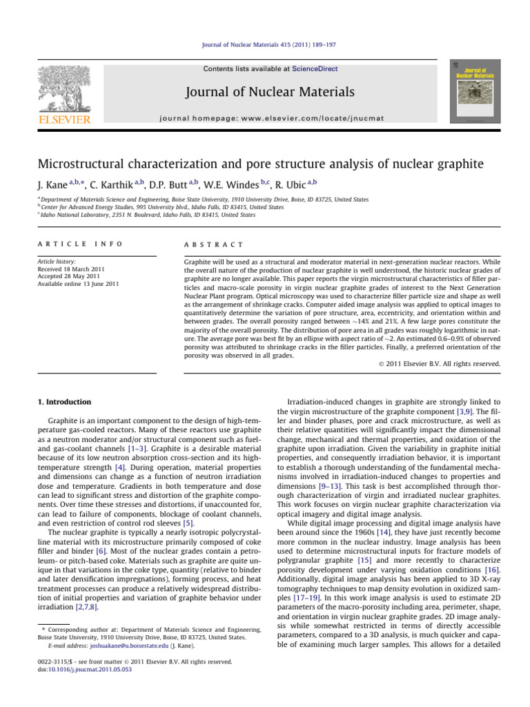 Microstructural Characterization and Pore Structure Analysis of Nuclear ...