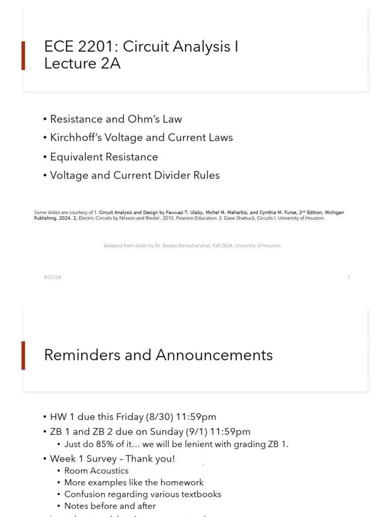 ECE 2201: Circuit Analysis I Lecture 2A | PDF | Series And Parallel ...