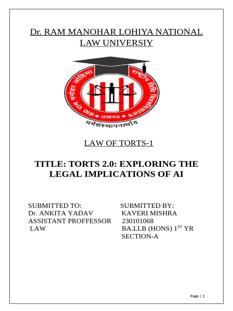 tort proj | PDF | Tort | Legal Liability
