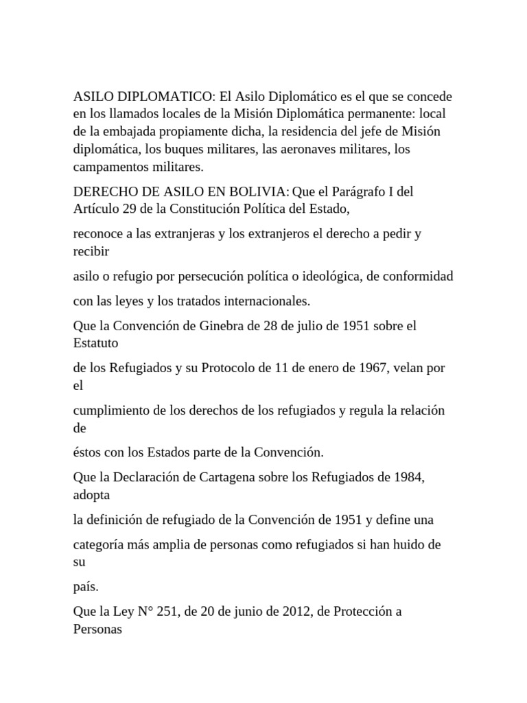 Asilo Diplomatico Informe | PDF | Ciencias sociales