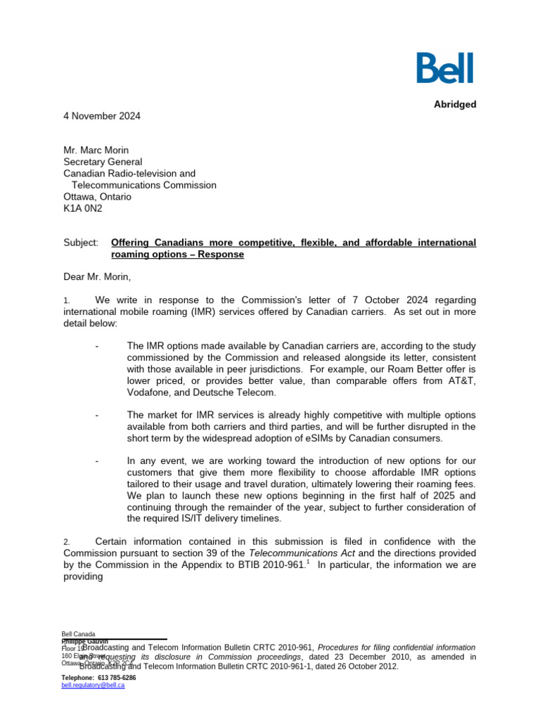 241104-Bell Mobility - Canadian International Roaming Options ...