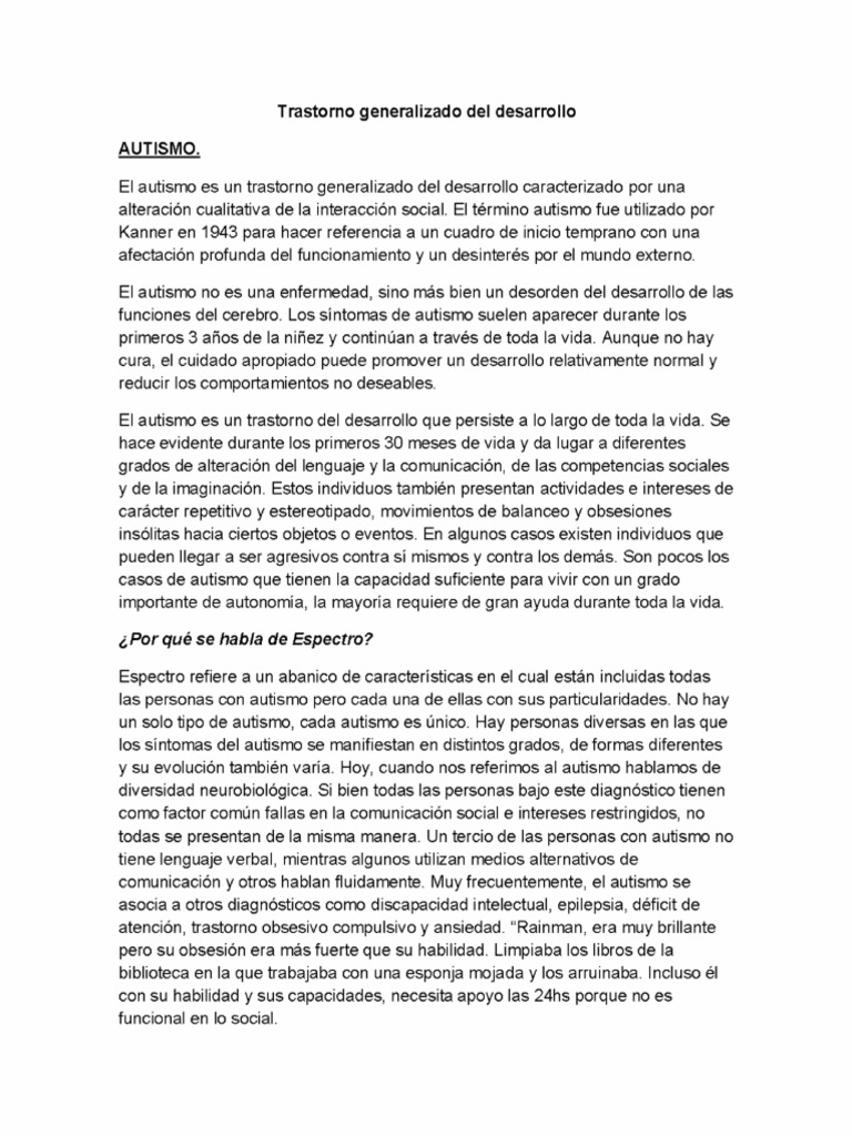 Trastorno Generalizado Del Desarrollo-1 | PDF