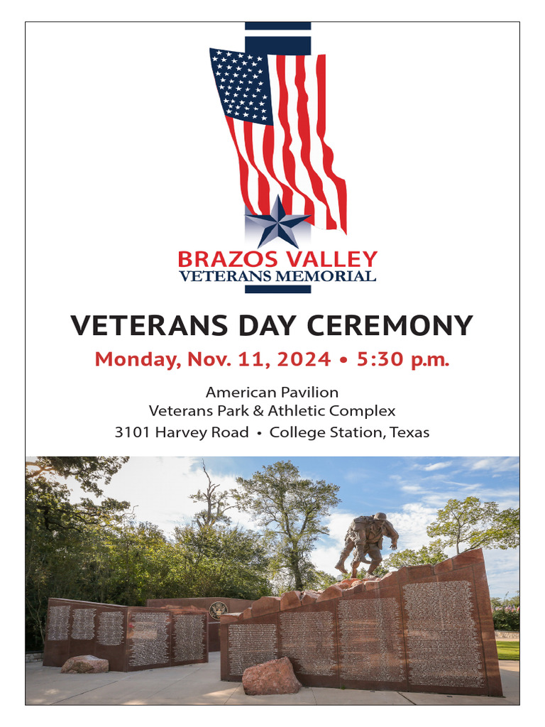 Brazos Valley Veterans Memorial Board's Veterans Day Ceremony Program ...