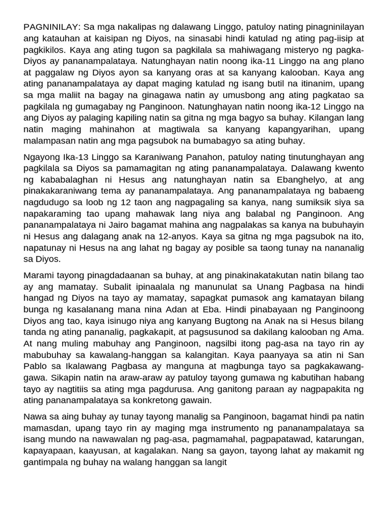 PAGNINILAY 13 Week | PDF