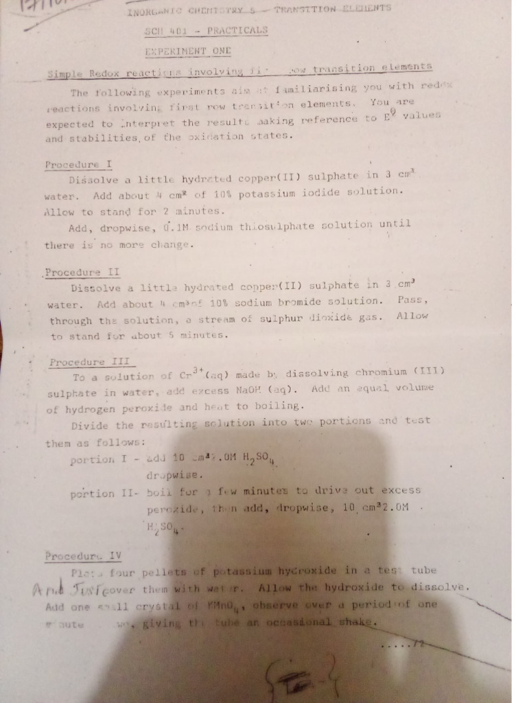 Lab Manual SCH 401 | PDF