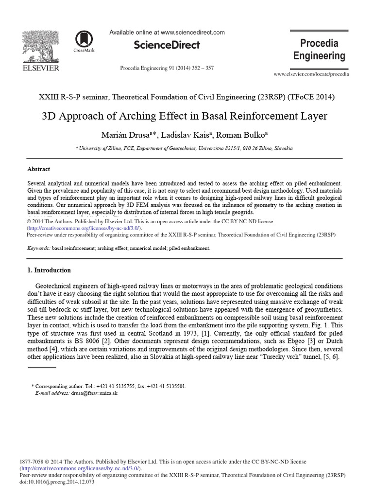 3D Approach of Arching Effect in Basal Reinforcement Layer | PDF | Deep ...
