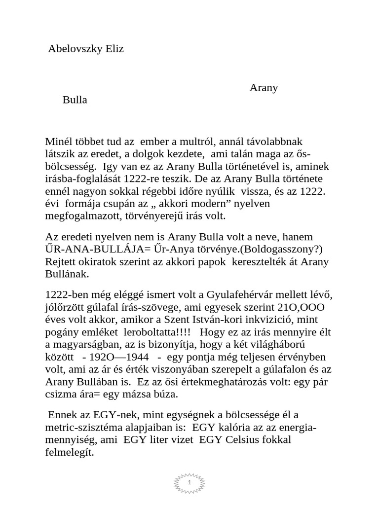 Abelovszky Eliz Az Arany Bulla | PDF