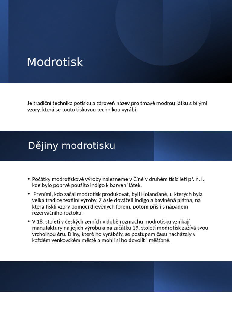 Modrotisk - Dejiny Textilu | PDF