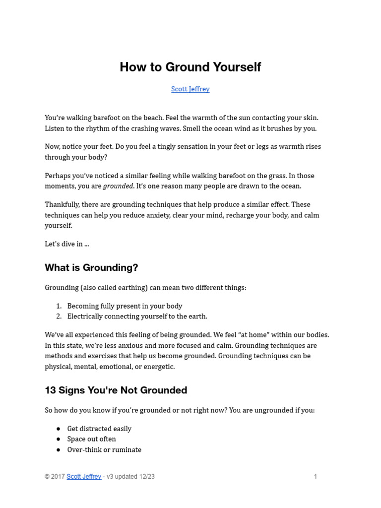 Grounding Techniques for Well-Being | PDF | Qi | Electromagnetic Field