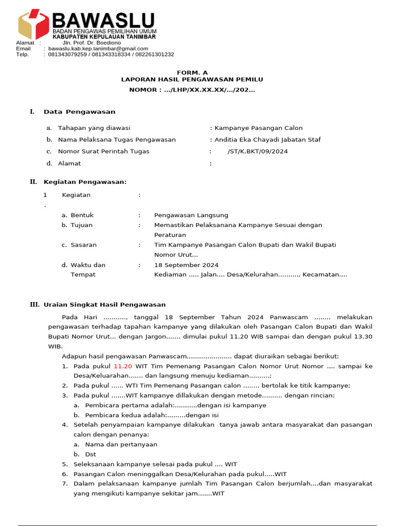 Contoh LHP | PDF | Hukum