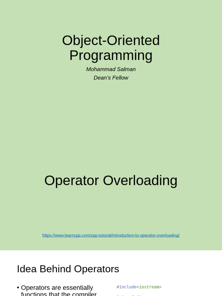 4a - Operator Overloading | PDF | Parameter (Computer Programming) | C++